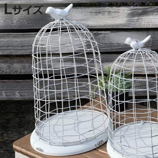 サイズ/約高さ34cm直径：約22cm内容量/1個材質/アイアン生産国/中国製●アンティーク調デザインの鳥かご風プランター Lサイズです。●手作業のペイントで表現されたこだわりのアンティーク調仕上げです。●サイズ違いで揃えればお庭やお部屋の...