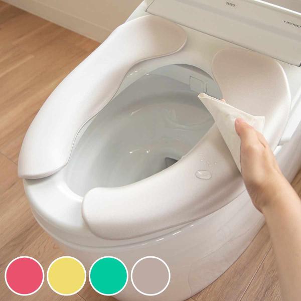 サイズ/洗浄暖房型・普通型（O型・U型）兼用厚さ：約3cm内容量/1組材質/表面：ポリエチレンフォーム吸着シート：アクリル樹脂種類/ピンク、グリーン、イエロー、ベージュ生産国/日本製●独自開発の3D立体フィット構造で、のせるだけでどんな便座...