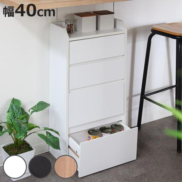 サイズ/約幅40×奥行22×高さ80cm内容量/1台付属品：突っ張り金具2種類材質/本体：低圧メラミン化粧繊維板種類/ホワイト、ダークブラウン、ナチュラル生産国/中国製引き出し段数/4段耐荷重/引出し小：7kg引出し大：10kg天板耐荷重/...
