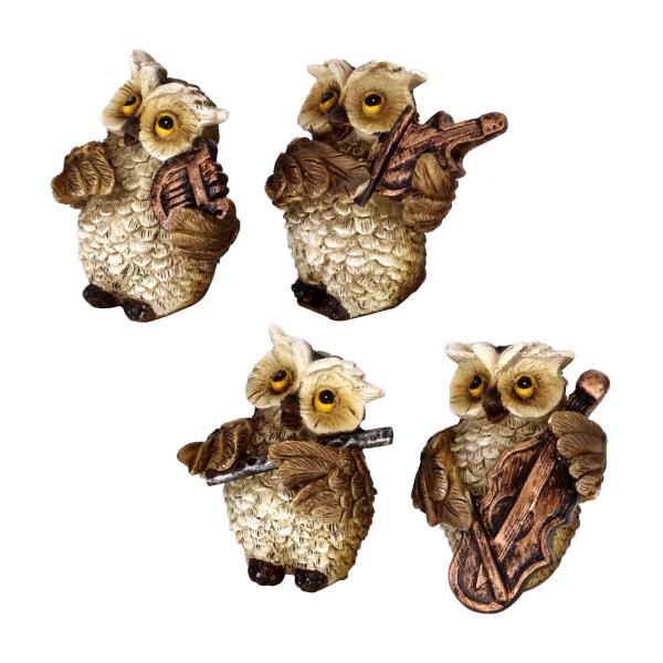 サイズ/（各）約幅3.5×奥行3.5×4.5cm材質/レジン●幸せを招く鳥、フクロウのオーナメントです。●フクロウは、「福が来る」、「不苦労」などと縁起物として親しまれている鳥です。●素材はレジンなので軽く、どこにでも気軽に飾る事が出来ます...