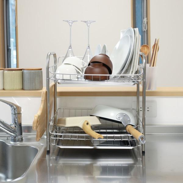 サイズ/約幅40.5×奥行30×高さ38.5cm（水切りポケットは含まず）内容量/1台材質/サイドフレーム・水切りかご・トレー・まな板受け：ステンレス鋼水切りポケット：ポリプロピレンアジャスター：LDPE生産国/中国製パーツ別耐熱温度/水切...