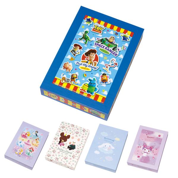 サイズ/フタを閉めたサイズ：24×34×6.8cmフタと本体を並列したサイズ：47.5×34×6.8cm内容量/1個材質/厚紙種類/クロミ、シナモロール、ディズニープリンセス、トイストーリー、くまのがっこう生産国/中国製●フタ部分と底部分の...