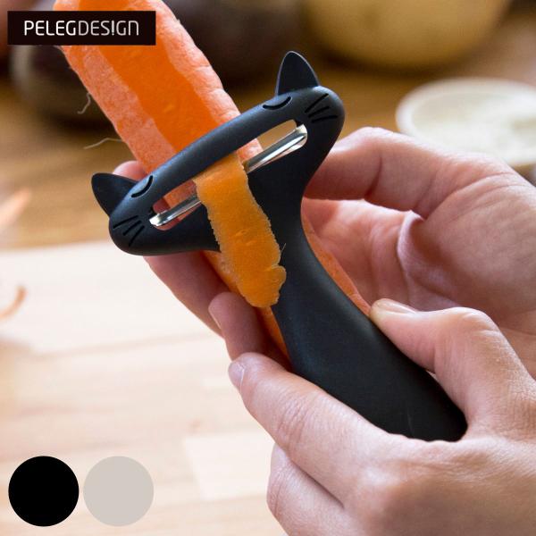 サイズ/約幅10×奥行3.3×高さ20cm内容量/1個材質/ポリプロピレン種類/ブラック、ホワイト生産国/中国製耐熱温度/120度●皮をむいたらあっかんべーをしているかのような、猫形のピーラーです。●自立するので、出番までお利口にすわって待...