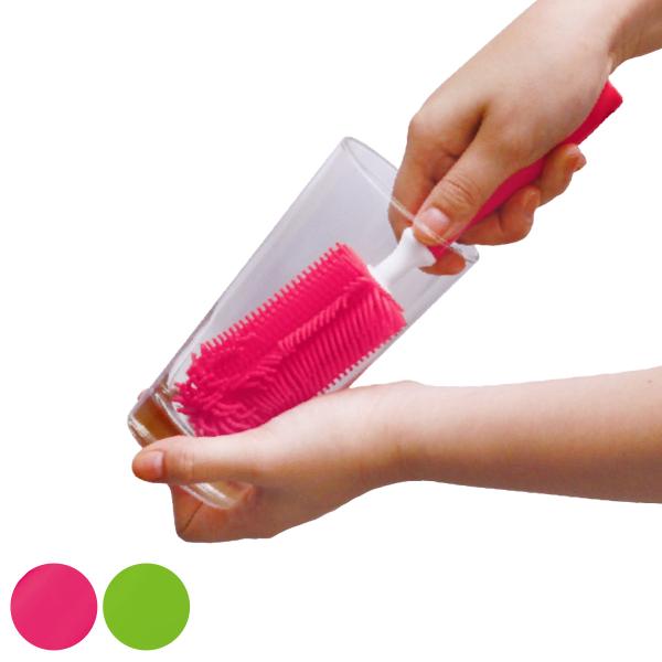 サイズ/約幅5×奥行5×高さ23cm重量/約65g内容量/1個材質/ブラシ：シリコーンゴム取っ手：ポリプロピレン種類/ピンク、グリーン生産国/韓国製耐熱温度/140度食器洗い乾燥機/使用可能電子レンジ/使用可能●哺乳びんもしっかり洗える、長...