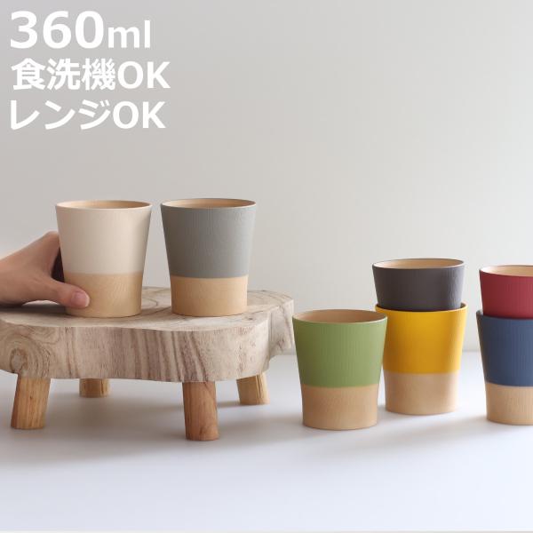 サイズ/約高さ9.7cm直径：約8.6cm容量/約360ml内容量/1個材質/PET/ABS樹脂塗り：ウレタン（抗菌塗装）種類/ルリ、あかね、ウグイス、レモン、クルミ、アマ、キナリ生産国/日本製●和でも洋でも合わせやすい木目調のコップです。...