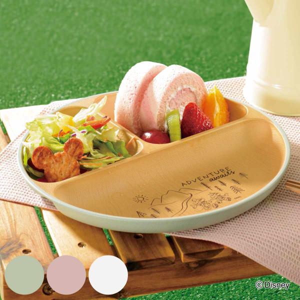 サイズ/約高さ2.2cm直径：約21.3cm内容量/1枚材質/PET/ABS樹脂塗：ウレタン（抗菌塗装）種類/ピンク、アイボリー、グレー生産国/日本製食器洗い乾燥機/使用可能電子レンジ/使用可能●ミッキーと一緒に食事が愉しくなる3つの仕切り...