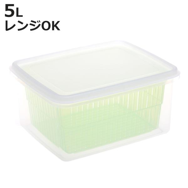 サイズ/約幅21.3×奥行26.3×高さ13cm容量/約5L内容量/1個材質/本体・ザル：ポリプロピレンフタ：ポリエチレン生産国/日本製パーツ別耐熱温度/120パーツ別耐冷温度/-20電子レンジ/ふたを外して使用可能●食材の水切りができるザ...