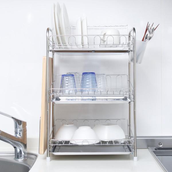 サイズ/約幅39×奥行29.5×高さ57cm（水切りポケットを含まず）重量/約2.3kg内容量/1個材質/サイドフレーム・水切りカゴ・トレー・まな板受け：ステンレス鋼水切りポケット：ポリプロピレン保護キャップ：塩化ビニル樹脂生産国/中国製パ...