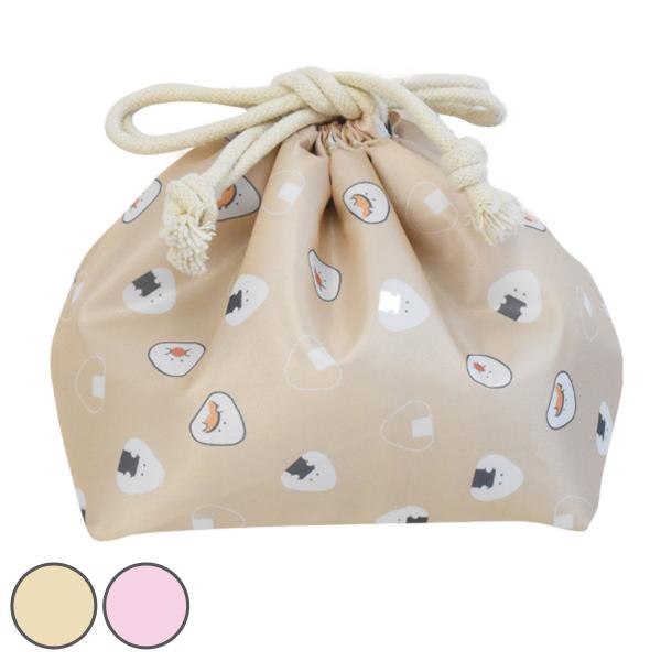 サイズ/約幅29（上幅）×幅18（下幅）× 奥行11×高さ20cm 内容量/1枚材質/表生地・裏生地：ポリエステル紐：綿種類/ベージュ、ピンク生産国/中国製洗濯/手洗いのみ可能乾燥機/使用不可●毎日使いたくなる、おにぎりさんの可愛いランチ巾...