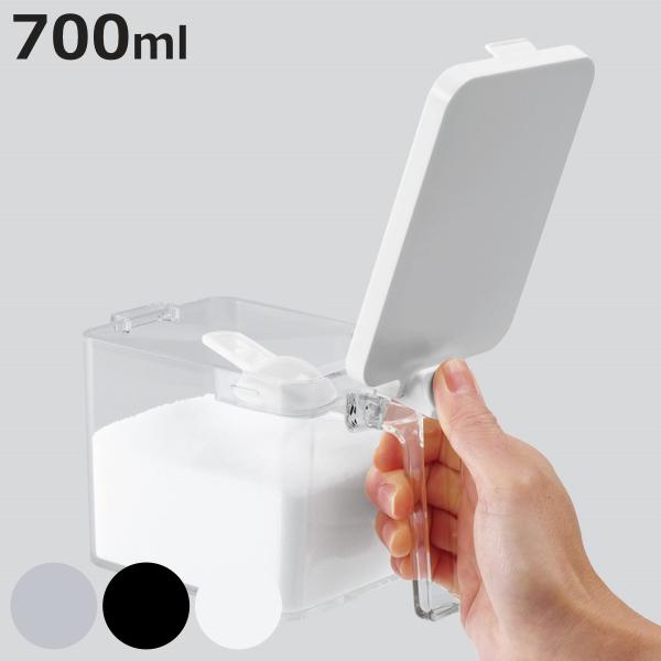 サイズ/約幅9×奥行15.7×高さ10.1cm重量/約203g容量/約700ml内容量/1個材質/本体・フタ：ポリスチレンすり切り板・スプーン：ポリプロピレンプッシュレバー：ABS樹脂バネ・パッキン：シリコーンゴム種類/グレー、ブラック、ホ...