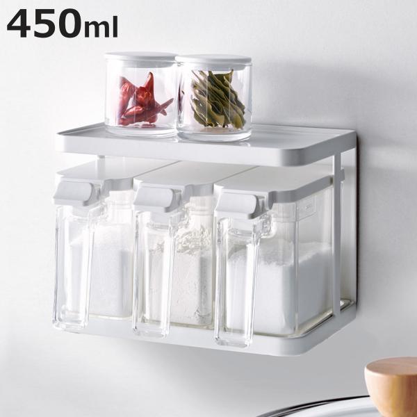 サイズ/約幅18.9×奥行16.1×高さ13.7cm容量/約450ml内容量/ポット3個付属品：ラック材質/【ラック】フレーム：鉄（樹脂コーティング）・ラバーマグネットトレー：ポリスチレンスベリ止め（底部）：EVA樹脂スベリ止め（背面）：ポ...