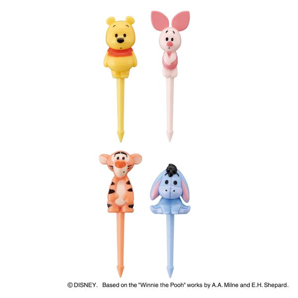 サイズ/内容量/4本入り（4種類・各1本）材質/ABS樹脂生産国/中国製耐熱温度/80度食器洗い乾燥機/使用不可電子レンジ/使用不可●くまのプーさんのお弁当用ピックです。●ミートボールやミニトマトなどにさせば、楽しいお弁当のできあがりです。...