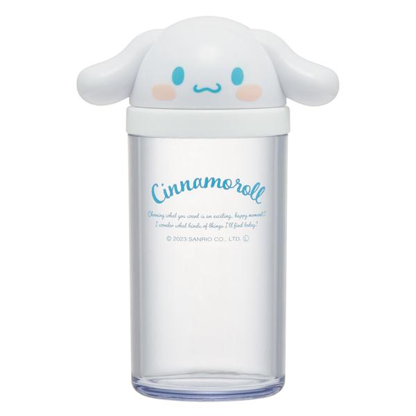 サイズ/約幅6.4×奥行10.3×高さ14.2cm容量/約220ml内容量/1個材質/本体：AS樹脂上蓋：ABS樹脂中蓋：ポリプロピレン生産国/中国製パーツ別耐熱温度/本体・上蓋：80度中蓋：100度食器洗い乾燥機/使用不可●シナモロールの...