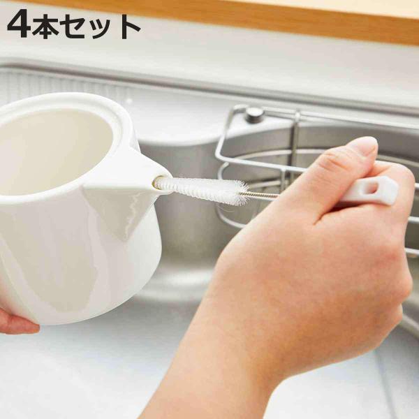 サイズ/約幅7×奥行3×高さ24.5cm重量/約30g内容量/4本セット（大・中・小・極小ブラシ）材質/柄：ABS樹脂軸：ステンレスブラシ：ナイロン生産国/中国製耐熱温度/80度●細かな部分の掃除にピッタリのブラシ4本セットです。●大、中、...