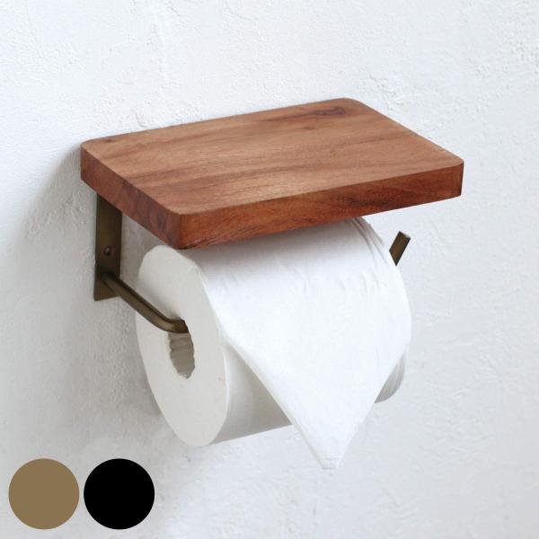 サイズ/約幅17×奥行11×高さ9cm内容量/1個付属品：取付用ネジ材質/アカシアスチール種類/ゴールド、ブラック●天然木のアカシアとマットな質感のスチール、異素材の組み合わせが上品なペーパーホルダーです。●置き場所に困るスマートフォンや、...