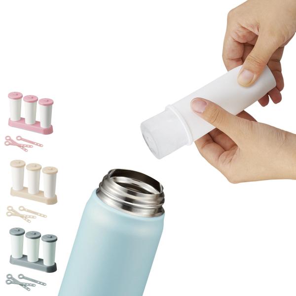 サイズ/約幅16×奥行5×高さ13cm重量/約100g内容量/1個材質/本体：熱可塑性エラストマーフタ、ベース、スティック：ポリプロピレン種類/グレー、ベージュ、ピンク生産国/日本製パーツ別耐熱温度/本体：40度フタ、ベース、スティック：1...