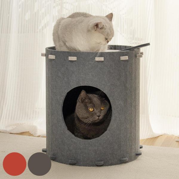 サイズ/約高さ42cm直径：約41cm重量/約735g内容量/1個材質/ポリエステル種類/ブラウン、グレー生産国/中国製洗濯/不可耐荷重/10kg組立状態/お客様組立品●猫ちゃんが喜ぶ爪とぎができるペットハウスです。●飾りにプルタブが付いて...