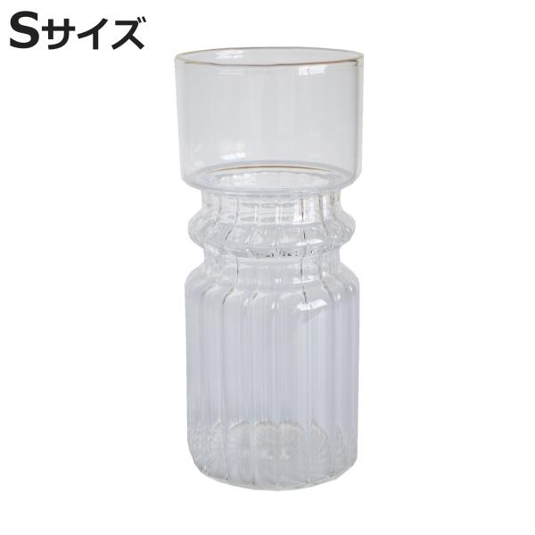 サイズ/約高さ14.8cm直径：約6.5cm内容量/1個材質/ガラス生産国/中国製●花を美しく見せるフラワーベース Sサイズです。●透明ガラスで清潔感のあるデザインでお部屋に馴染みやすいです。●中央のくびれで花束を美しくまとめやすいです。●...