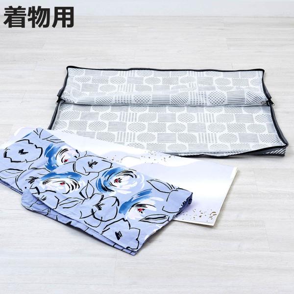 サイズ/約幅92×奥行42×高さ6cm重量/約117g内容量/1個材質/生地：ポリプロピレン不織布透明窓：EVA樹脂生産国/ベトナム製●大切な着物や浴衣をホコリから守る収納袋です。●大きく開くファスナー付きで出し入れが簡単です。●薄型なので...