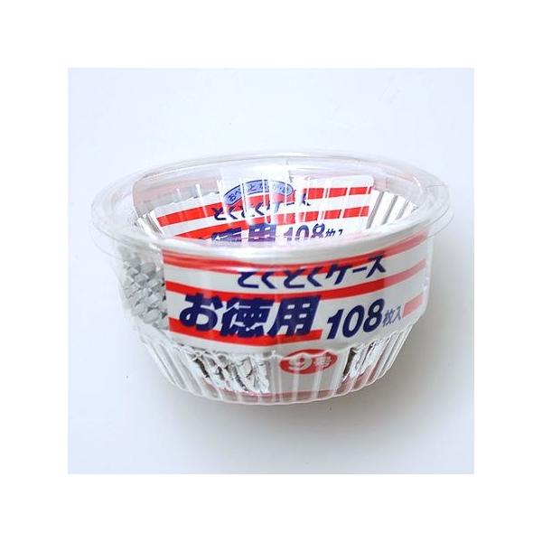 ●使い捨てケース、お徳用の108枚入りです。●アルミ製のおかずカップ、お弁当にオードブルにぴったりです。【商品詳細】サイズ：約 直径11×高さ3cm　内容量：108枚　材質：アルミニウム箔　《　アルミカップ おかず入れ》