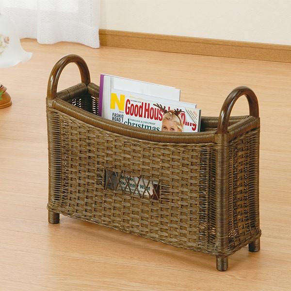 持ち運びに便利な持ち手付【商品詳細】サイズ：幅49×奥行16×高さ39cm　備考：《 アジアン 送料無料 雑誌収納》