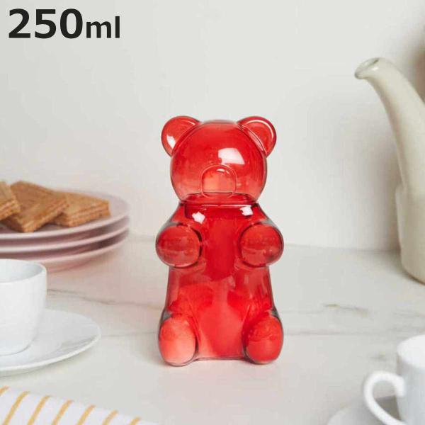 サイズ/約幅8×奥行6×高さ15cm容量/約250ml内容量/1個材質/ホウケイ酸ガラス生産国/中国製●ガラスで作られた大きなグミベア型の調味料入れです。●頭がフタになっており、中身が透けて見えるデザインです。●置くだけでキッチンやテーブル...