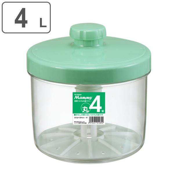 サイズ/約幅20.5×高さ20cm容量/約4L内容量/1個材質/本体・フタ・つまみ：ポリスチレンバネ：ステンレスその他：ポリプロピレン生産国/日本製●手軽にお漬物が作れる即席つけもの器です。●フタのつまみを回すだけで簡単に野菜に圧がかけられ...