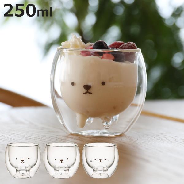 サイズ/約高さ8.5cm直径：約9.8cm重量/約180g容量/約250ml内容量/1個材質/耐熱ガラス種類/イヌ、シロクマ、ネコ生産国/中国製耐熱温度差/120度食器洗い乾燥機/使用可能電子レンジ/使用可能●遊び心のあるダブルウォールグラ...