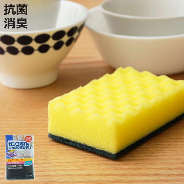 サイズ/約横6.8×縦11.5cm厚さ：約4cm重量/約11g内容量/1個材質/ナイロン不織布（研磨剤入り）、ポリウレタンフォーム生産国/日本製●泡立ちのよいスポンジに、耐久性にすぐれた研磨剤入りナイロン不織布を貼り合わせたキッチンスポンジ...