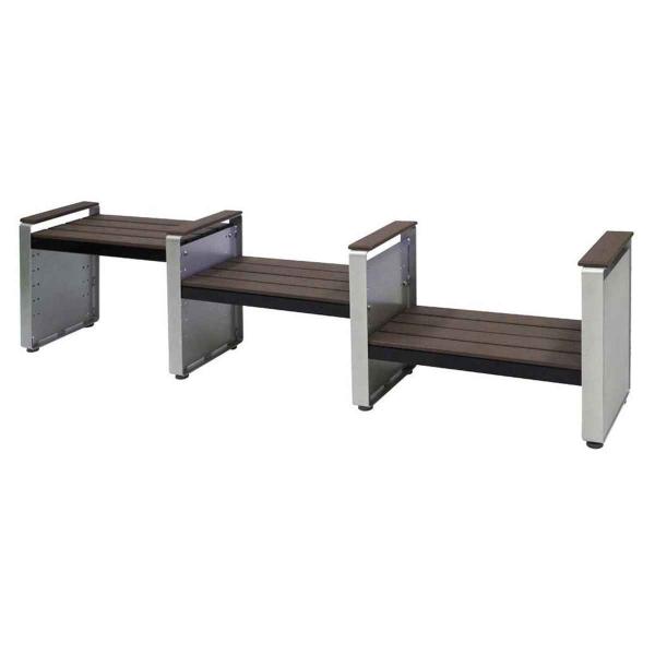 サイズ/約幅188×奥行31×高さ46.2cm座面高：6段階調節（15.2〜41.7cm）重量/約42kg内容量/1台付属品：プレート×4個、アンカーボルト×4個材質/座板・肘置き：PET樹脂（再生100％）座板ベース・脚・カバー：スチール...