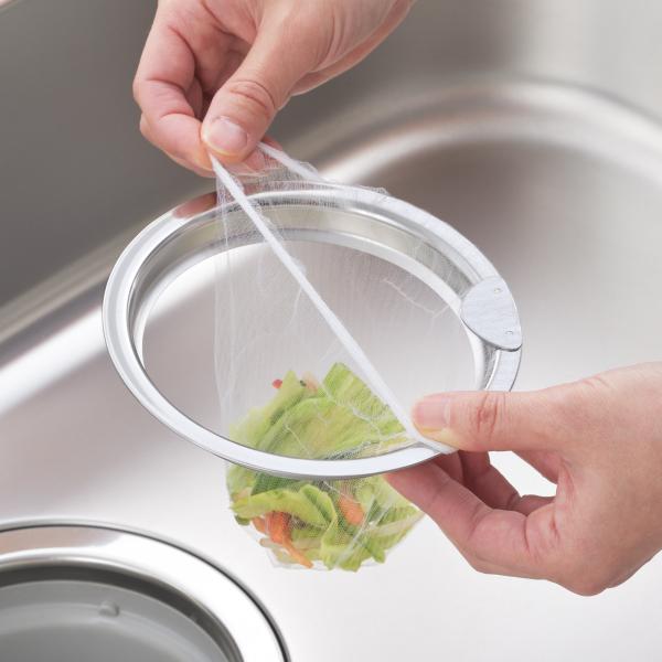 サイズ/約高さ1.5cm直径：約14.5cm重量/約36g内容量/1個材質/18-8ステンレス生産国/日本製対応サイズ/排水口径：約13〜14.5cm●お掃除をぐっと楽にする、バスケットいらずの排水口ネットホルダーです。●シンプルな形状で汚...