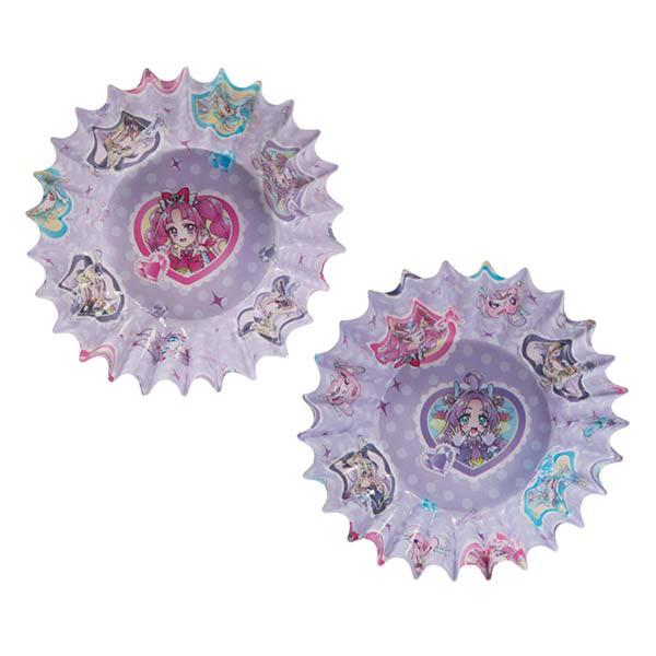 サイズ/約幅6.3×奥行6.3×高さ2.5cm（底辺）約縦3.8×横3.8cm重量/約22.2g内容量/30枚入り（丸型6号）材質/PET樹脂フイルム、紙生産国/日本製電子レンジ/使用可能●「名探偵プリキュア！」のお弁当カップです。●電子レ...