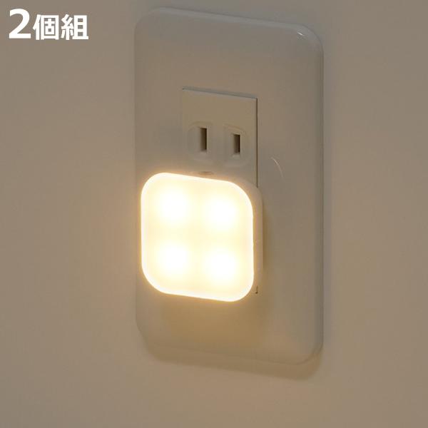 サイズ/約幅4.2×奥行3.4×高さ4.2cm重量/約13g（1個あたり）内容量/2個組材質/ABS樹脂生産国/中国製消費電力/0.3W●周囲が暗くなると自動で点灯し、明るくなると自動で消灯する明暗センサー付きのコンセントライトです。●コン...