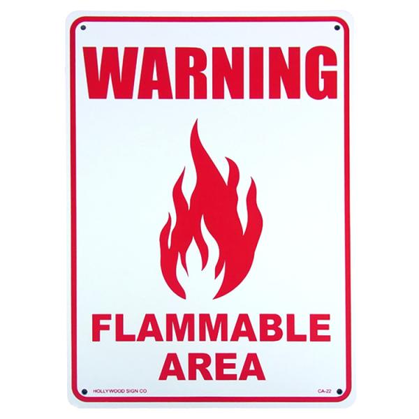 【商品スペック】種類： WARNING FLAMMABLE AREA（注意 可燃エリア）CA-22 サイズ：25.5 ×35.5cm素材：プラスチックメーカー：HOLLYWOOD SIGN CO.原産国：中国