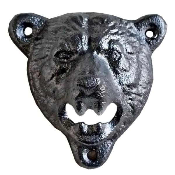 【スペック】商品名：ウォールマウント ボトルオープナー ベア （クマ）サイズ：縦8.5×横8.8×奥行5.6cm材質：鋳造付属：取り付け用ネジ付き