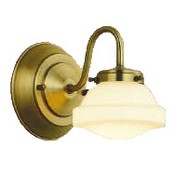 本体：鋼・しんちゅう古美色メッキセード：ガラス・乳白色●高-160 幅-140 出幅-215mm 重-0.8kg●消費電力：4.8W●定格光束：310 lm●固有エネルギー消費効率：64.5 lm/W●演色性：Ra83●色温度：2700K●...