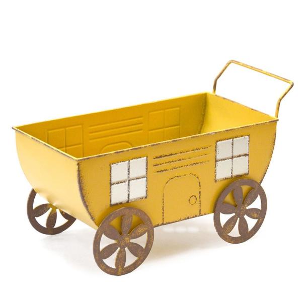 アンティーク調フラワーカート　プランターです！おしゃれなデザインが特徴で、あなたのガーデンを引き立て、優雅な雰囲気を演出します。このフラワーカートは、軽量のブリキ製で、軽やかにお花を飾ることができます。どんな場所にも馴染むスタイルが魅力です...