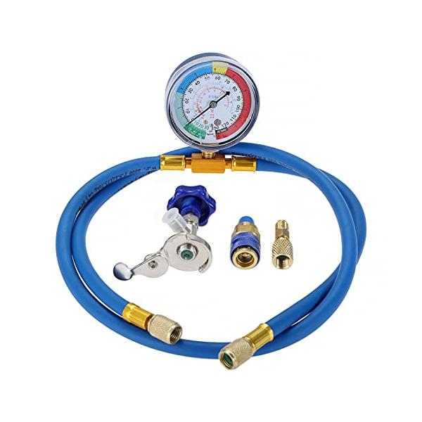 セット商品汎用タイプタップバルブ1個、メーター付きチャージングホース1本、低圧用クイックカプラー1個、変換アダプター1個適合性本製品はエアコンガスリチャージセット、R134aとR12とR22のエアコン冷媒充填に適合します。規格本製品のタップ...