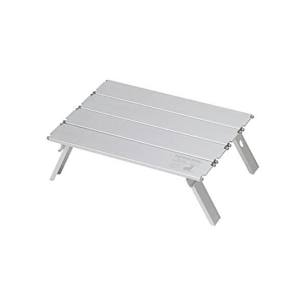 組立サイズ:(約)幅330×奥行215×高さ105mm、天板サイズ:(約)300×215mm収納サイズ:(約)50×40×長さ300mm製品重量:(約)600g、耐荷重:10kg(均等)材質:天板・脚部/アルミニウム合金(表面加工=アルマイ...