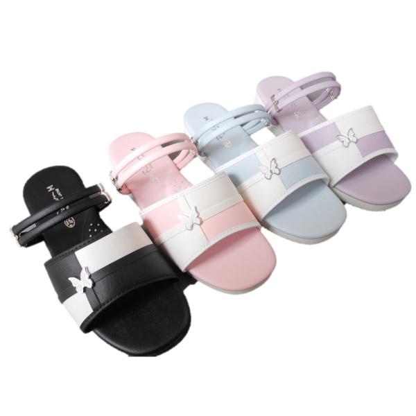 パピヨンバイカラーサンダル◇一部に糊の汚れがございます。特別価格にて販売いたしますので、返品交換はご遠慮ください。◇バイカラーのかわいいサンダル。◇パピヨン（蝶々）の飾りがアクセント。◇片足120ｇの超軽量で長時間の立ち仕事もラクラク。◇土...