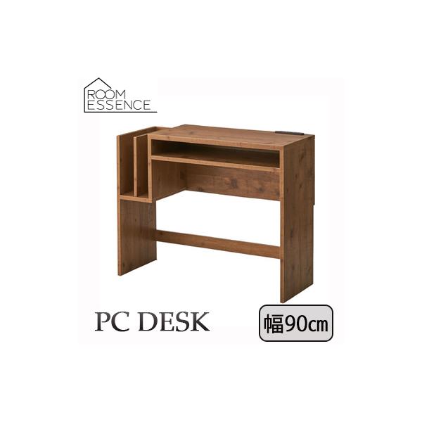 コンセント、収納付きでパソコンデスクとしても使用することのできるデスクです。■サイズ：幅90×奥行35×高さ72cm■材質：強化プリント紙化粧合板■その他：コンセント付き(合計1500W)■組立：組立必要※基本送料無料（沖縄県・北海道等の一...