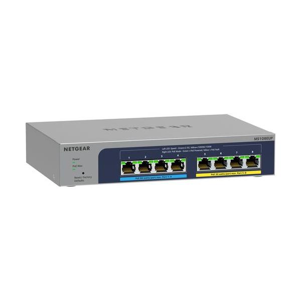 【1G/2.5Gマルチギガポートを8基搭載したアンマネージプラススイッチ。】 検索キーワード:ネットギア・インターナショナル ハブ／スイッチ|L2スイッチ メーカー型番:MS108EUP-100JPS MS108EUP100JPS