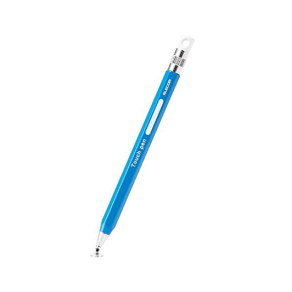 【タッチペン スタイラスペン ディスクタイプ 六角鉛筆型 ペン先交換可 ストラップホール付 【 iPad iPhone Android各種 スマホ タブレット 】対応 ブルー】 検索キーワード:エレコム|ELECOM モバイルアクセサリー|...