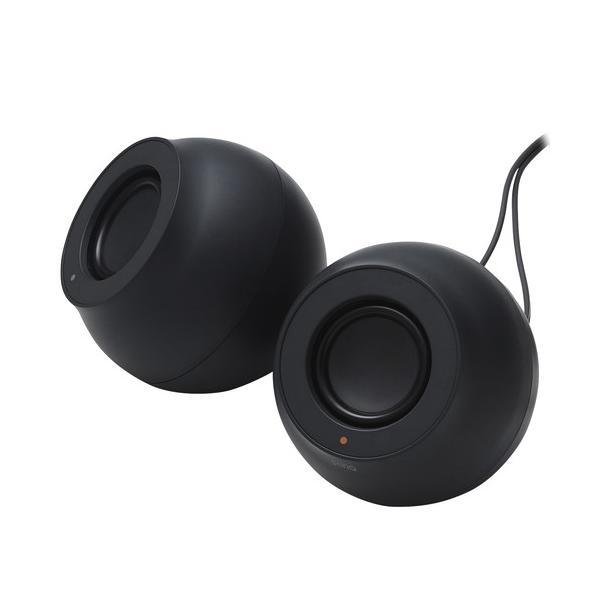 【コロンとした球体ボディで暮らしの空間に自然になじむ、実用最大出力4.4Wの2.0chステレオスピーカー“Stina(スティーナ)”です。AC電源を必要としないUSB電源タイプです。パソコンなどのUSB】 検索キーワード:エレコム|ELEC...