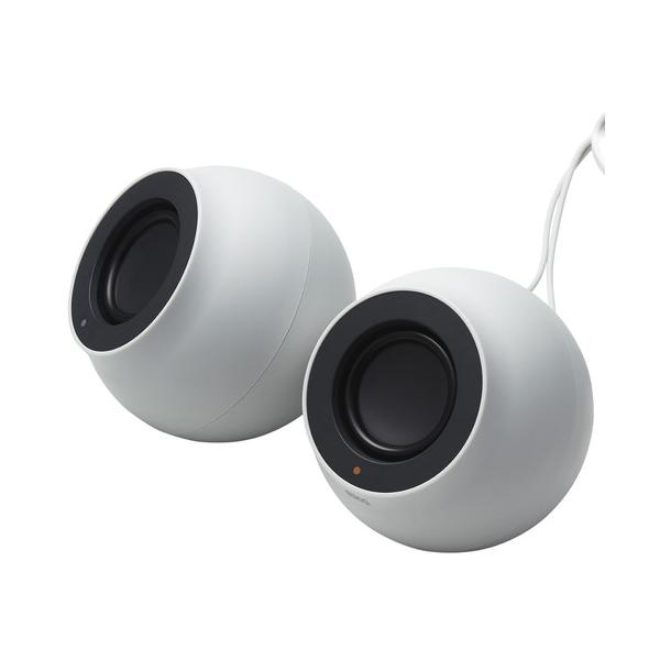 【コロンとした球体ボディで暮らしの空間に自然になじむ、実用最大出力4.4Wの2.0chステレオスピーカー“Stina(スティーナ)”です。AC電源を必要としないUSB電源タイプです。パソコンなどのUSB】 検索キーワード:エレコム|ELEC...