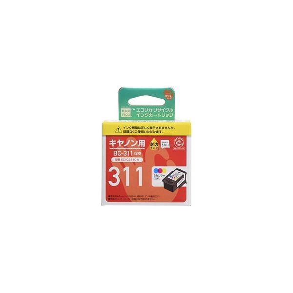 【BC-311互換 エコリカ リサイクルインク CANON カラー3色一体型染料インク(シアン、マゼンタ、イエロー) 1個】 検索キーワード:エコリカ プリンターサプライ|インクカートリッジ メーカー型番:ECI-C311C-V ECIC3...