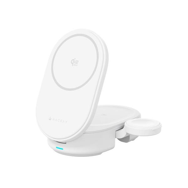 【Qi2 25W認証 3 in 1 折りたたみワイヤレス充電スタンド ホワイト】 検索キーワード:ＨＡＣＲＡＹ モバイルアクセサリー（ケース／カバー）|　 スマホケース メーカー型番:HR-T11WH HRT11WH