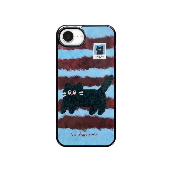 【ふわふわ黒ねこ MagSafe対応グロッシーケース for iPhone 17e/16e ブルー】 検索キーワード:Nineteenfriday モバイルアクセサリー（ケース／カバー）|　 スマホケース メーカー型番:NF28419i17E
