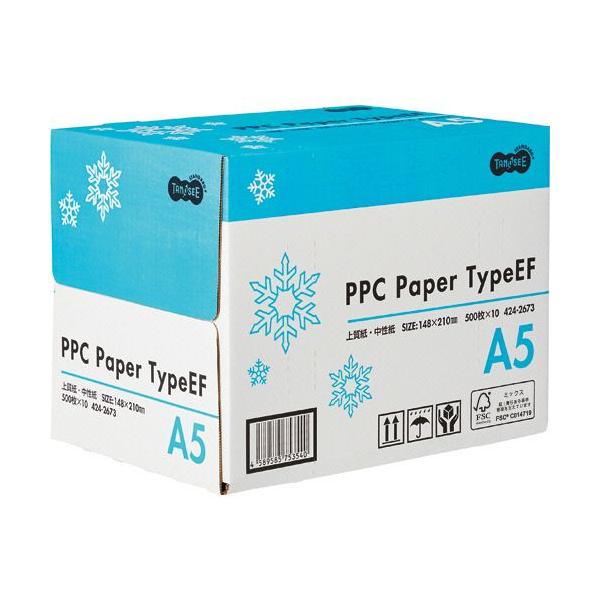 【白さが際立つ高白色の森林認証紙。】 検索キーワード:TPS OA用紙|コピー用紙 メーカー型番:PPCEF-A5 PPCEFA5