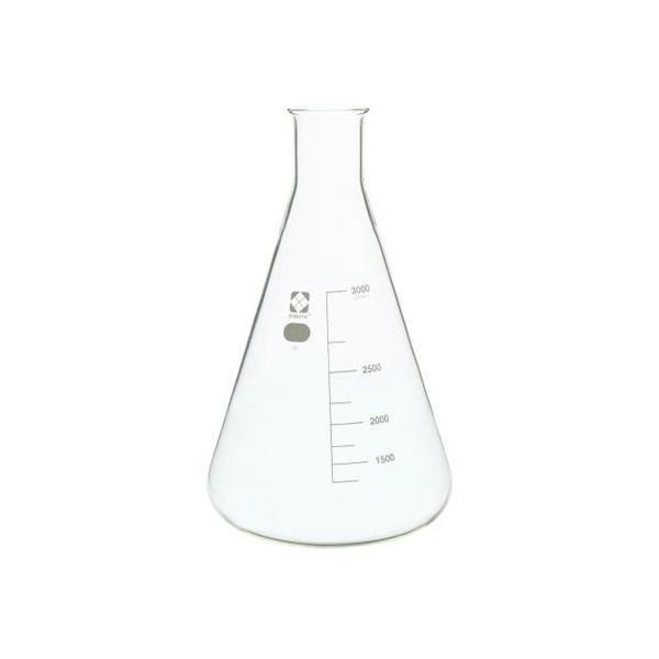 【三角フラスコ 3000mL  (1本) 容量（mL）：3000。最大外径×高さ（mm）：187×310。入数：1本。材質：硼硅酸ガラス。】 検索キーワード: 汎用器具・消耗品 硝子・樹脂量器類 ガラスビーカー、フラスコ|柴田科学 硝子・樹...